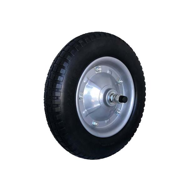 一輪車用の替えタイヤです。型　番：SR-1302Aサイズ：穴径16mm×穴幅90mm車輪径：13インチ種　類：ノーパンクタイヤ入　数：5本