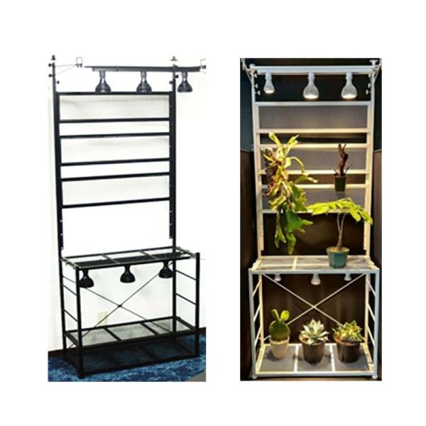 太陽光に限りなく近い光で植物の光合成を促す植物育成LEDライト。LED球・ソケット・ダクトレールがすべてそろったオールインワンプランツラックセットです。組立て簡単！フルセットですぐに植物育成が始められます。●棚板と取付けバーの高さを自由に調...