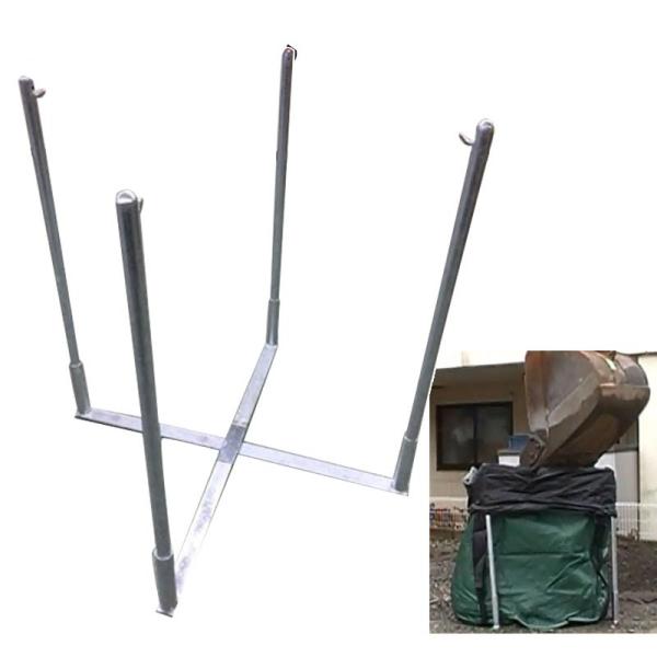 大型土嚢スタンド STANDY スタンディ フレコンスタンド組立簡単で大型土のう製作最短約3分！コンパクトに畳めて移動・収納もらくらく！広げて足を固定支柱を立ててフックに土のうを掛け均等に広げて完成！サイズ：約1100x1100x1000重...