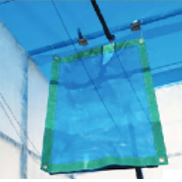 シートプロテクターもみがらマックのオプション品。籾摺り機等から投入する際、もみがらが直接シートに当たらないようにガードします。