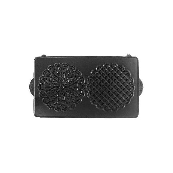 表はかわいらしいレース、裏はシンプルな格子模様のさくさく薄焼クッキー。間にクリームやフルーツをはさんでミルフィーユ風に。焼きたてのうちに市販のコルネ型で丸めれば、アイスクリームコーンにも。■ブランド…Vitantonio ビタントニオ■サイ...