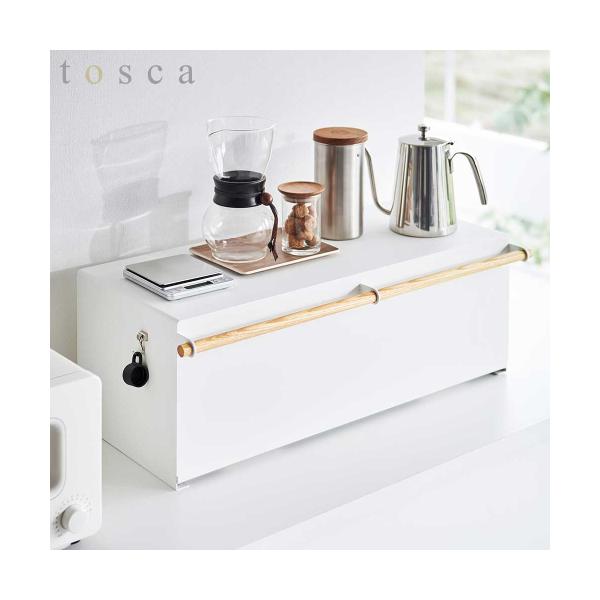 小物入れ マグネット パン お菓子 調味料ラック キッチンラック ストック 食材 おしゃれ シンプル ホワイト 木製 紅茶 コーヒー ジャム カウンター上収納 マグネット 調味料 お菓子 ブレッドケース Tosca Bread Case wide