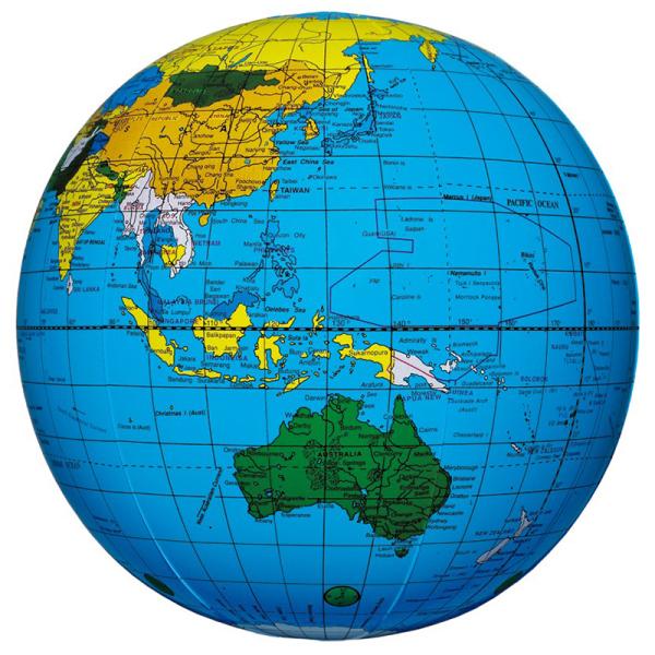 ビーチボール 地球儀ボール（ブルー）40cm地球儀がビーチボールとして登場！単にビーチで遊ぶだけでなくお勉強にも使える優れものです。但し国名表示はローマ字表記であり、また5年前以前の情報から更新されておりませんのでご注意ください。ふくらんだ...