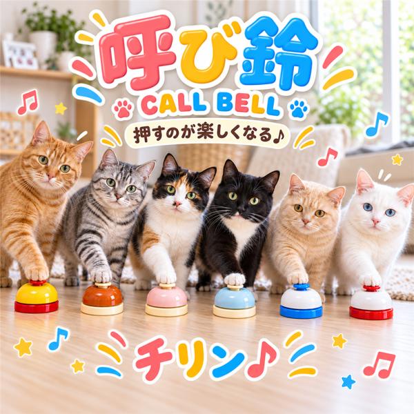 呼び鈴（ねこちゃんのご褒美用）ごはんを上げるときにコレをならしたらご褒美をあげるようにしつけると面白いですよ。カラーも豊富に６色揃えました。ぜひご自宅の猫ちゃんのごはん前のしつけ用に覚えさせてみてはいかがでしょうか？カラーオレンジ×クリーム...