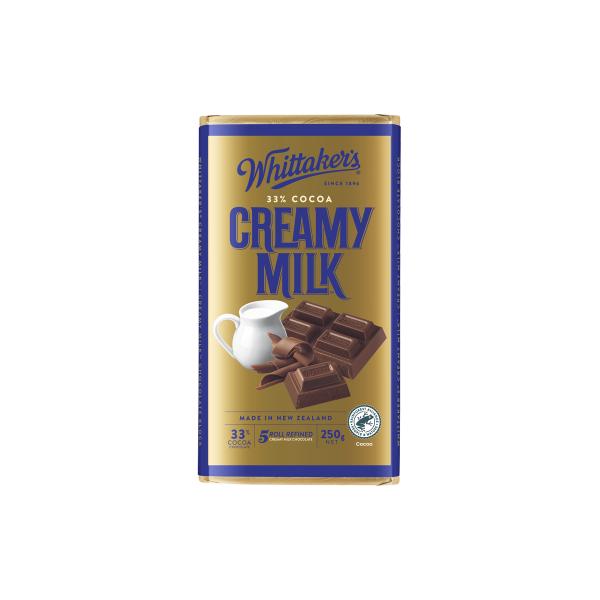 製品情報Whittaker's クリーミーミルクチョコレートブロックで、豊かでクリーミーな味わいをご堪能ください。ガーナ産最高級カカオ豆を33%使用し、しっかりとした風味でありながら滑らかなチョコレート体験と、キャラメルの繊細な香りが特徴で...