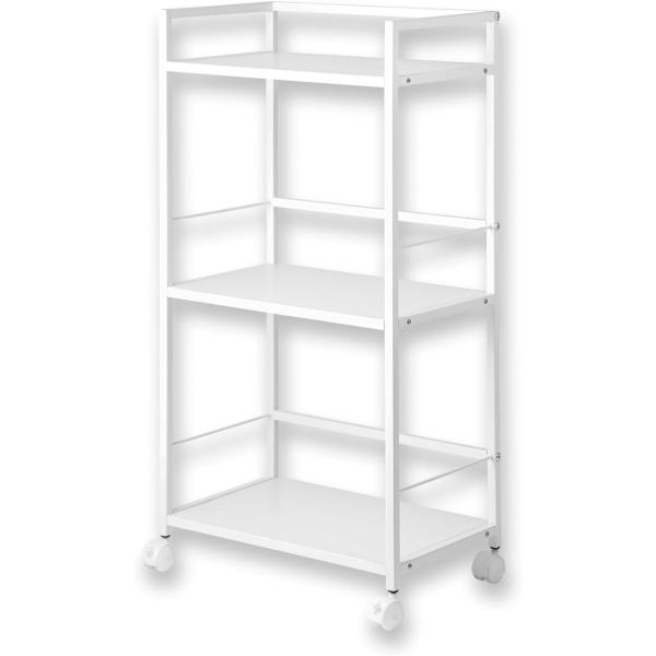 キャスター付きなので移動も楽。たくさん収納しても、軽々動かせます。A4ファイル収納可能。背の高いものもすっぽり収納できます。本体高さは87.5cmと、一般的な机に合う高さとなっています。本体はオールホワイト。オフィスにもお部屋にも合わせやす...