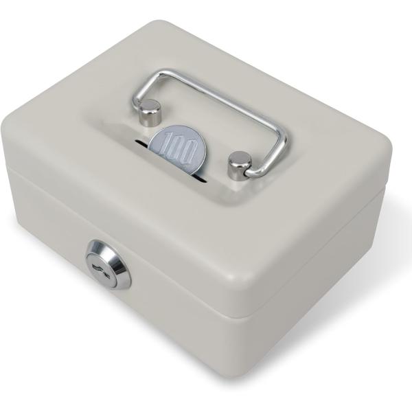 スチール製の丈夫な家庭用小型貯金箱です。お子さまの初めてのお金の管理や貯金箱におすすめです。上蓋には硬貨が入る投入口が付いており、投入口から入れたお金はトレー下へ落ちる仕組みです。トレーは取り外し可能なため、用途に合わせてアレンジも可能です...