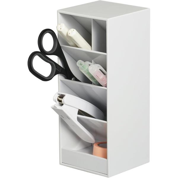 【本体サイズ】W87×L85×H210mm 【本体重量】410g【素材】ABS"スッキリ収納"置き型デスクオーガナイザー普段ペンスタンドを使うとき、たくさん入れると取り出しにくかったり、向きがバラバラになってしまうことがありませんか？カール...