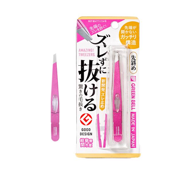 先端の横ズレを防ぐ！新しくなった驚きの毛抜きグリーンベルオリジナルの特許取得構造で軽い力で握れ、先端もピッタリ合って狙った毛を確実に掴みます。先端がズレないように新しく開発された「ズレ止め」はズレを抑えることで先端の面でとらえる効果がより発...