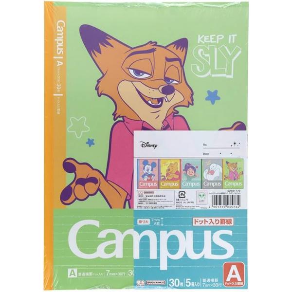 文頭を揃えたり、図を書く時の目印に便利なドット罫線を使用しています。定番人気の「キャンパスノート」キャラクターコラボデザイン！キャラクターのアップデザイン表紙が可愛い！キャンパスノートのA罫5冊パックです。文頭を揃えたり、図を書く時の目印に...