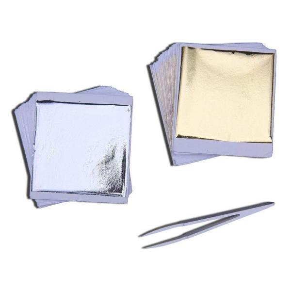 ◆商品名はコチラ：Paizizi 箔シートセット 金箔?銀箔 200枚 8*8cm フェイク ゴールド 金ぱく シルバーリーフ 金メッキ 美術 DIY工芸 装 ◆商品情報：・【ご注意】本物の金・銀では御座いませんので、食用にはお使いいただけ...
