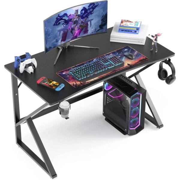 ◆商品名はコチラ：ゲーミングデスク パソコンデスク PCデスク ゲームデスク 学習デスク 幅110cm 奥行60cm 耐荷重80kg ダブル三角形脚 カップホ ◆商品情報：・【安定性が抜群&amp;斬新なゲーム向けのデザイン&amp;コスト...