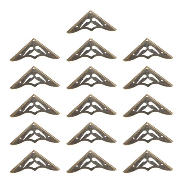 ◆商品名はコチラ：コーナープロテクター アンティーク調 コーナー 金具 ボックス 木箱 宝石箱用 装飾 DIY コーナー保護 16個入り ◆商品情報：・【仕様】コーナープロテクターの素材：亜鉛合金 色：アンティークブロンズ 色 サイズ：約4...