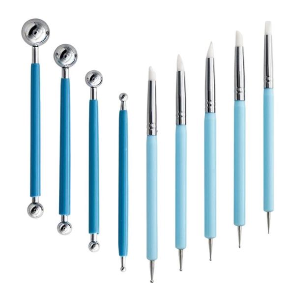 ◆商品名はコチラ：LOYELEY 粘土彫刻ツール 点描ツール 粘土 陶芸 道具 9本セット 18タイプ クレイ ツール クレイ丸棒 細工棒 丸 ヘラ シリコン ◆商品情報：・1.パッケージ内容：シリコン筆*5本+細工棒*4本。9本セット、1...