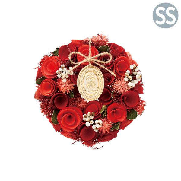 一年中飾れる、飽きが来ないワンカラーリース♪1つのリースの中で、色の濃いものと淡いものを使っているので、ワンカラーでも単調にならず華やかな印象になります。【プレートの訳】Gardons le sourire et vivons heureu...