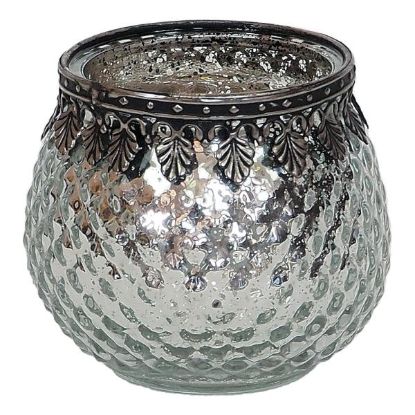 【サイズ】約直径9.5×高さ9cm【素材】ガラス・スチール【原産国】中国※色、形、サイズ等個体差がありますのであらかじめご了承ください。※素材の特性上、表面の歪み、凹み等がある場合がございます。※アンティーク調仕上げです。塗装はげ、サビ、か...