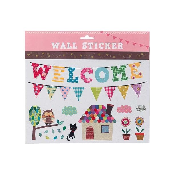 【素材】PVC（ポリ塩化ビニール）【パッケージサイズ】310×280mm【ウォールステッカー (SS) ウェルカム】ウォールシール かわいい 子供部屋 おしゃれ※梱包サイズ軽減のため、パッケージを開封の上、厚紙を抜いた状態で筒型ケースに入れ...