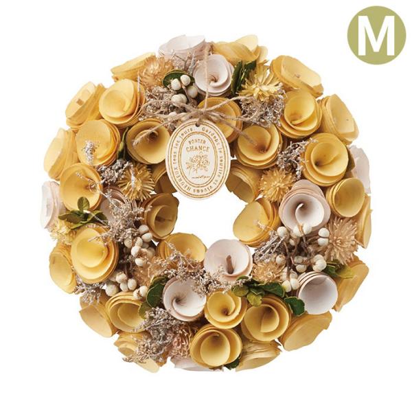 一年中飾れる、飽きが来ないワンカラーリース♪1つのリースの中で、色の濃いものと淡いものを使っているので、ワンカラーでも単調にならず華やかな印象になります。【プレートの訳】Gardons le sourire et vivons heureu...