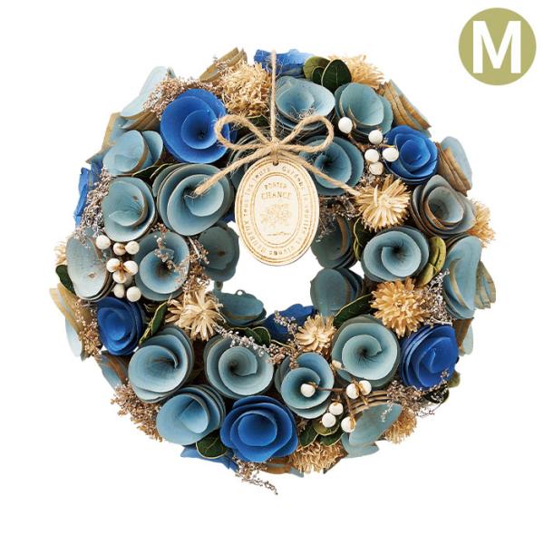 一年中飾れる、飽きが来ないワンカラーリース♪1つのリースの中で、色の濃いものと淡いものを使っているので、ワンカラーでも単調にならず華やかな印象になります。【プレートの訳】Gardons le sourire et vivons heureu...