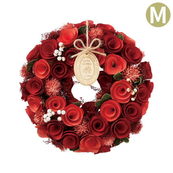 一年中飾れる、飽きが来ないワンカラーリース♪1つのリースの中で、色の濃いものと淡いものを使っているので、ワンカラーでも単調にならず華やかな印象になります。【プレートの訳】Gardons le sourire et vivons heureu...