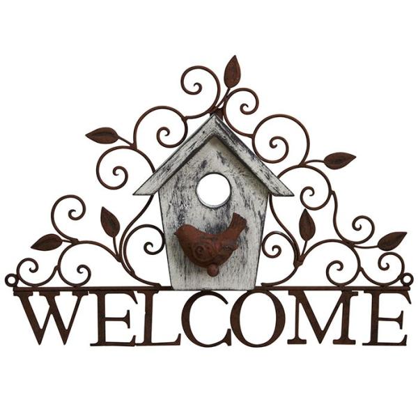 【サイズ】幅37×奥行5×高さ26.5cm【素材】アイアン・ウッド【原産国】中国※色、形、サイズ等個体差がありますのであらかじめご了承ください。壁掛け 飾り アンティーク風 アイアン おしゃれ かわいい ガーデニング 庭 玄関村田屋産業 M...