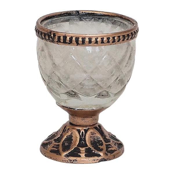 【サイズ】約直径6.5×高さ9cm【素材】ガラス・スチール【原産国】中国※色、形、サイズ等個体差がありますのであらかじめご了承ください。※素材の特性上、表面の歪み、凹み等がある場合がございます。※アンティーク調仕上げです。塗装はげ、サビ、か...