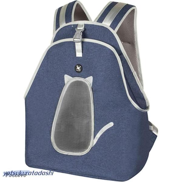 ペットキャリーバッグ リュック型 猫キャリー リュック 小型犬 猫用 小動物 肩掛け キャンバス 軽量 耐荷重7.5Kg 通気 リュック【通気性抜群】正面にはメッシュ窓があり、ペットに新鮮な空気を与え、窮屈な感じを与えません。メッシュ窓は高...