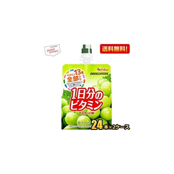 送料無料 ハウスウェルネス パーフェクトビタミン 1日分のビタミンゼリー マスカット味 180gパウチ 48個(24個×2ケース)