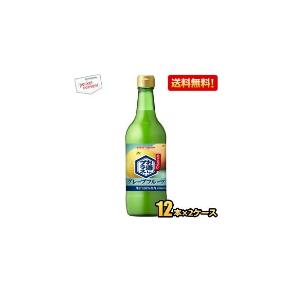 送料無料 ポッカサッポロ お酒にプラス グレープフルーツ 540ml瓶 24本(12本×2ケース) ビン 焼酎・ウォッカ・ジンなどの割り材に