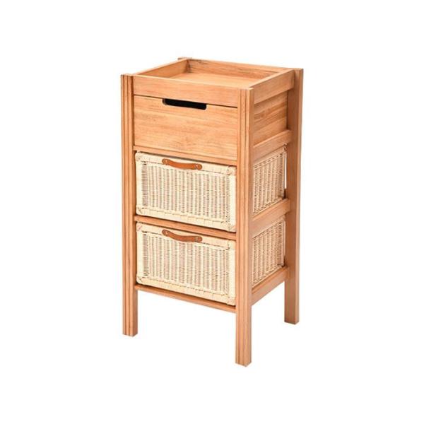 すっきりとした見た目ながらも無垢材ならではの気品が漂う収納チェスト。サンドブラスト加工をほどこしたチークの木肌は、自然素材家具ならではの、やわらかく手に馴染みやすい感触。引出しは手で編まれた温かみがそのまま伝わってくる、ラタン(籐)製内布付...