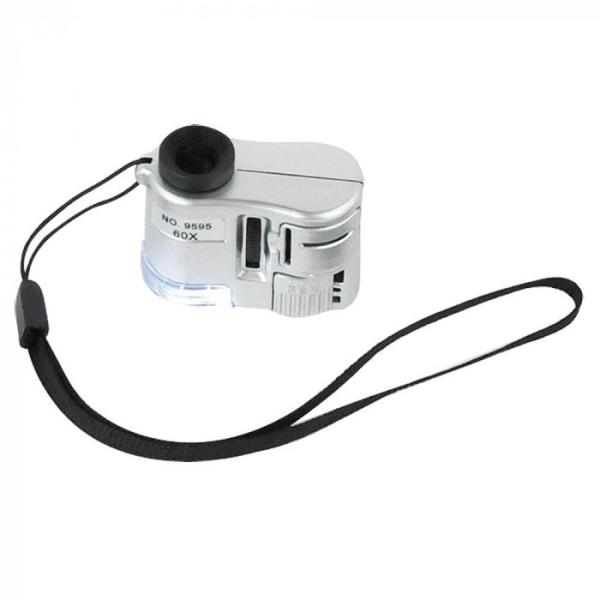 60倍のボケット顕微鏡でLEDライト付。さらに鑑定などに役立つブラックライトも装傭しています。 生産国:中国 素材・材質:ABS樹脂、光学ガラス 商品サイズ:40×33×20mm 重量:17g 仕様:倍率:約60倍LEDライト付(LR-11...