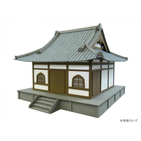 本瓦葺きの反りが美しいお寺のキットです。みにちゅあーとキットは、細部まで精密にレーザーカットされたカラー硬質紙を貼り重ねて組み立てればOK。色付きの厚紙なので塗装することもなく精巧な模型が完成します。完成した模型は、とても紙とは思えない、し...