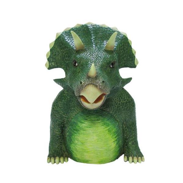 7千年前の白亜紀後期に生息した3本角の恐竜、史上最強の草食動物といわれたトリケラトプスがメガネスタンドになりました。 生産国:中国 素材・材質:ポリレジン 商品サイズ:105×110×150mm　※サプライヤー直送品　　