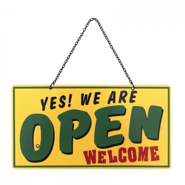 営業再開時間を知らせる時計針が付いたOPEN/CLOSEサイン。心配せずに休憩がとれちゃいます。 生産国:中国 素材・材質:スチール、プラスチック 商品サイズ:W28.7×H15cm　※サプライヤー直送品　　