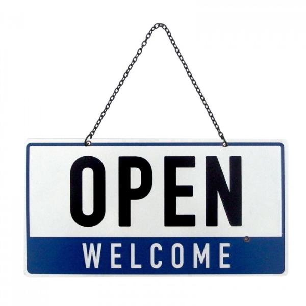 営業再開時間を知らせる時計針が付いたOPEN/CLOSEサイン。心配せずに休憩がとれちゃいます。 生産国:中国 素材・材質:スチール、プラスチック 商品サイズ:W28.7×H15cm　※サプライヤー直送品　　