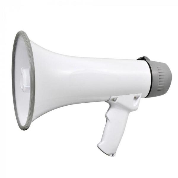 ハンドマイク付きメガホン。人が集まるイベントやお仕事に! 災害時にも役立つ!音声や警報音の音量はレバーで簡単に調整。警報音(アラーム・サイレン)で周囲へ知らせる。 生産国:中国 商品サイズ:外径寸法(最大値):(約)幅325×高さ225×奥...