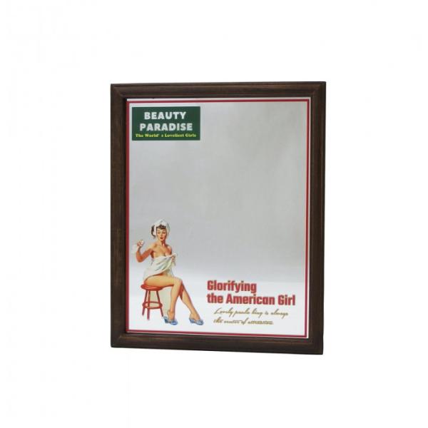 オールドアメリカンなパブミラーです。アメリカンテイストのお部屋に最適なインテリアグッズです。 生産国:中国 素材・材質:ガラス、ウッド 商品サイズ:W31×D1.6×L38.6cm　※サプライヤー直送品　　