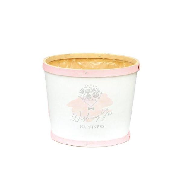 ワンカラーに手書き風のシンプルなロゴ入りです。 生産国:中国 素材・材質:ウッドチップ、紙 商品サイズ:φ16×H13cm 仕様:内ビニール有　※サプライヤー直送品　　