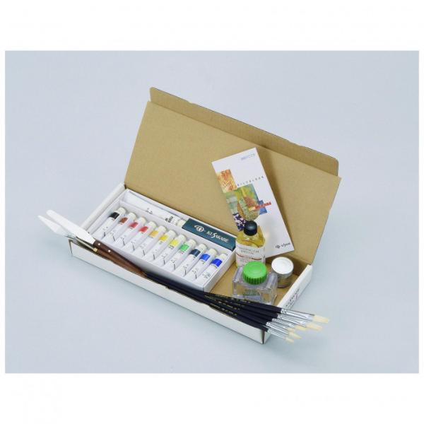 外側のケース(木箱やプラスチックケースなど)がない、油絵の道具一式が揃った中身だけのセット。 生産国:日本 素材・材質:顔料、乾性油、ガラス、木、スチール 商品サイズ:159×377×42mm　※サプライヤー直送品　　