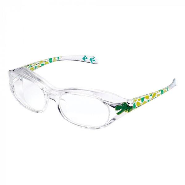 ティラノサウルスの柄が入った花粉グラスです。 生産国:台湾 素材・材質:ポリカーボネート 商品サイズ:レンズ幅:50mm、ブリッジ幅:16mm、テンプル長さ:110mm 重量:(約)22g 仕様:・くもり止め加工・UVカット率:99%・度付...