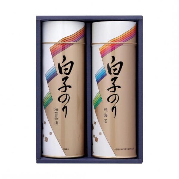 新鮮な美味しさと、品質にこだわった長年愛され続ける詰合せ。 生産国:日本 セット内容:のり茶漬け(10袋)・焼のり(8切5枚12袋)各1缶 賞味期間:1080日　※サプライヤー直送品　　