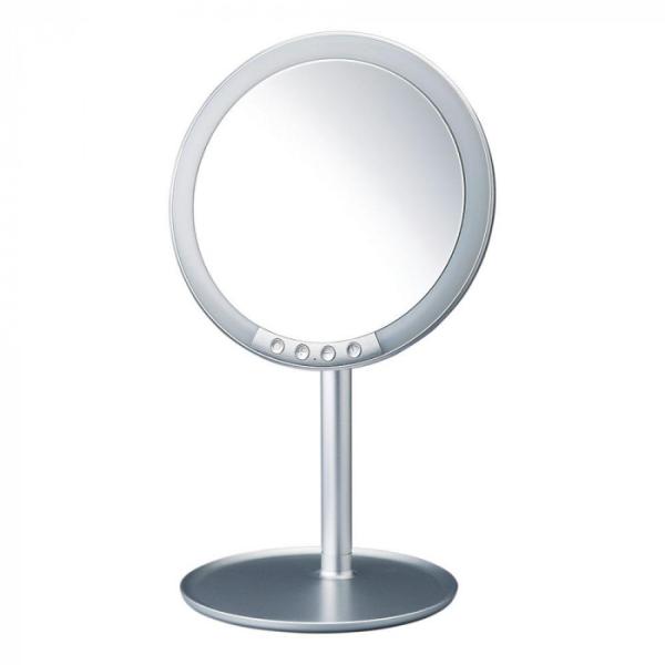 天気やその場の照明に影響を受けないLEDスタンドミラー。ナチュラル・ウォーム・クールの3色ライトです。本体ミラーの裏側に3倍拡大鏡が付いています。 生産国:日本 素材・材質:本体:ABS樹脂・ポリカーボネートミラー:ナピュアミラー(等倍鏡)...