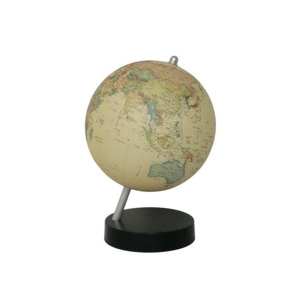 縮尺1億分の1の球体を、自転軸1本で支持するシンプルな地球儀です。1000件以上の情報が記載されています。 生産国:日本 商品サイズ:球径:13cm　※サプライヤー直送品　
