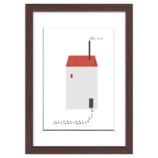 可愛い外観の家をアートにしました。 生産国:日本 素材・材質:MDF(化粧フィルム)紙ガラス 商品サイズ:220×305×20mm 重量:600g 仕様:裏面仕様:Teethハンガー　※サプライヤー直送品　