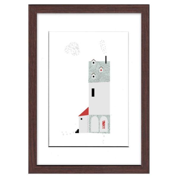 可愛い外観の家をアートにしました。 生産国:日本 素材・材質:MDF(化粧フィルム)紙ガラス 商品サイズ:220×305×20mm 重量:600g 仕様:裏面仕様:Teethハンガー　※サプライヤー直送品　