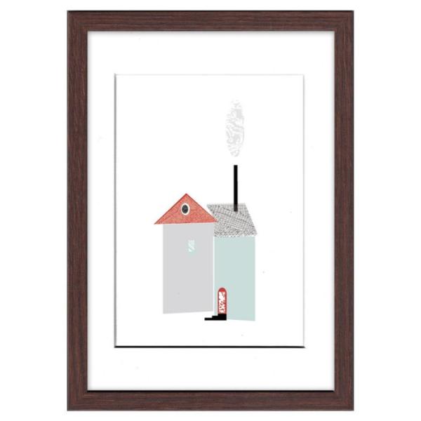 可愛い外観の家をアートにしました。 生産国:日本 素材・材質:MDF(化粧フィルム)紙ガラス 商品サイズ:220×305×20mm 重量:600g 仕様:裏面仕様:Teethハンガー　※サプライヤー直送品　