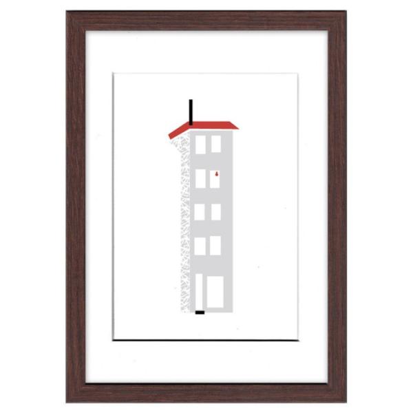 可愛い外観の家をアートにしました。 生産国:日本 素材・材質:MDF(化粧フィルム)紙ガラス 商品サイズ:220×305×20mm 重量:600g 仕様:裏面仕様:Teethハンガー　※サプライヤー直送品　