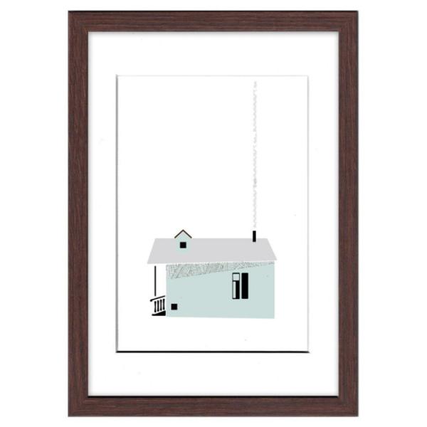 可愛い外観の家をアートにしました。 生産国:日本 素材・材質:MDF(化粧フィルム)紙ガラス 商品サイズ:220×305×20mm 重量:600g 仕様:裏面仕様:Teethハンガー　※サプライヤー直送品　