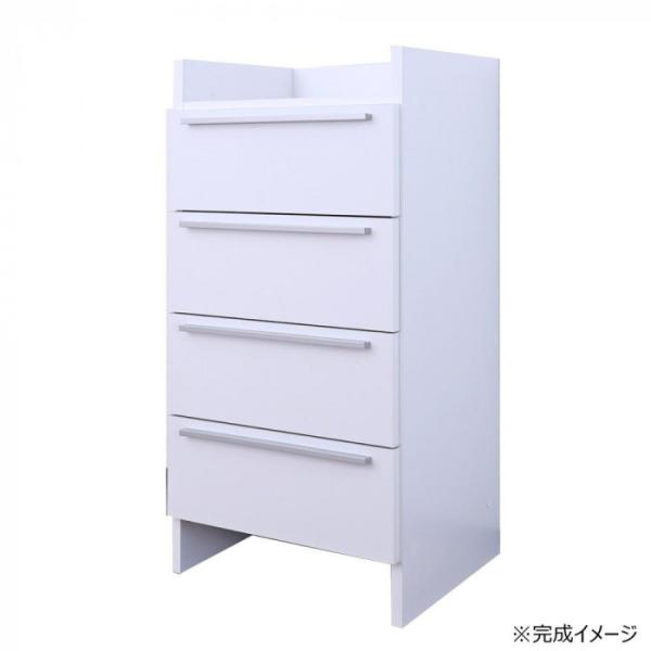 洗面台の平均的な高さに合わせたため使いやすさ抜群です。物が落ちない工夫が施された安心設計です。たっぷり収納可能な4段引き出しに、タオル・小物・衣類などを仕分けて収納できます。全ての引き出しに落下防止のストッパーが付いているので安心です。指を...