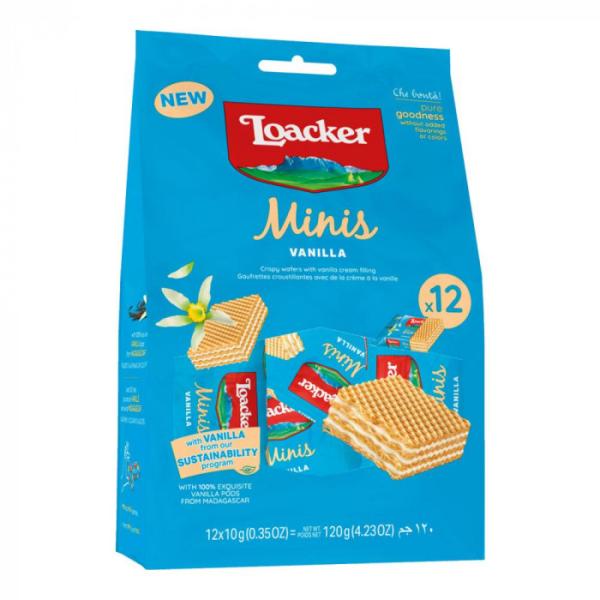 香り高いブルボンバニラを使用した繊細な甘さのバニラクリームを、4層のウエハースでサンド。 生産国:イタリア 商品サイズ:幅124×奥行66×高さ195mm 重量:131g 内容量:120g 賞味期間:540日　※サプライヤー直送品　　